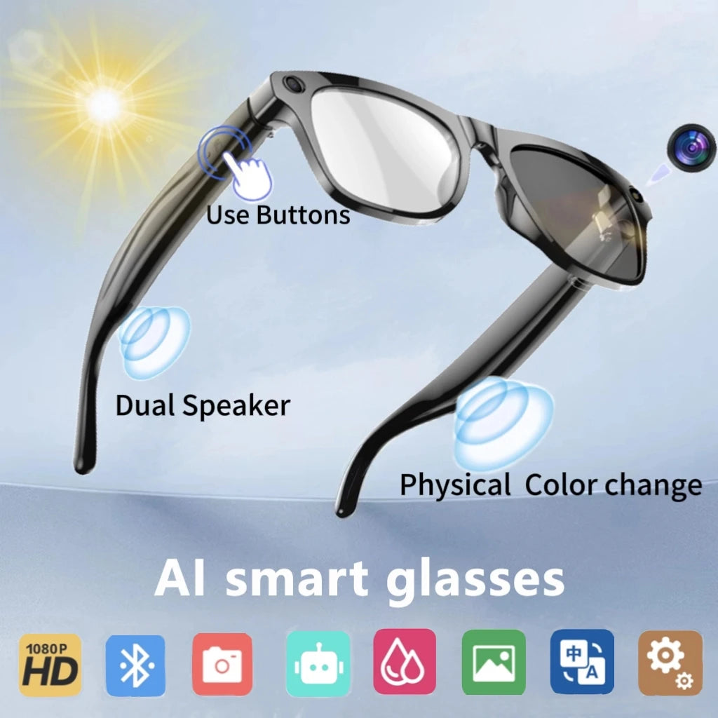 4K HD Smart Glasses AI GPT Camera Change Color Bluetooth Call 260Mah ...
