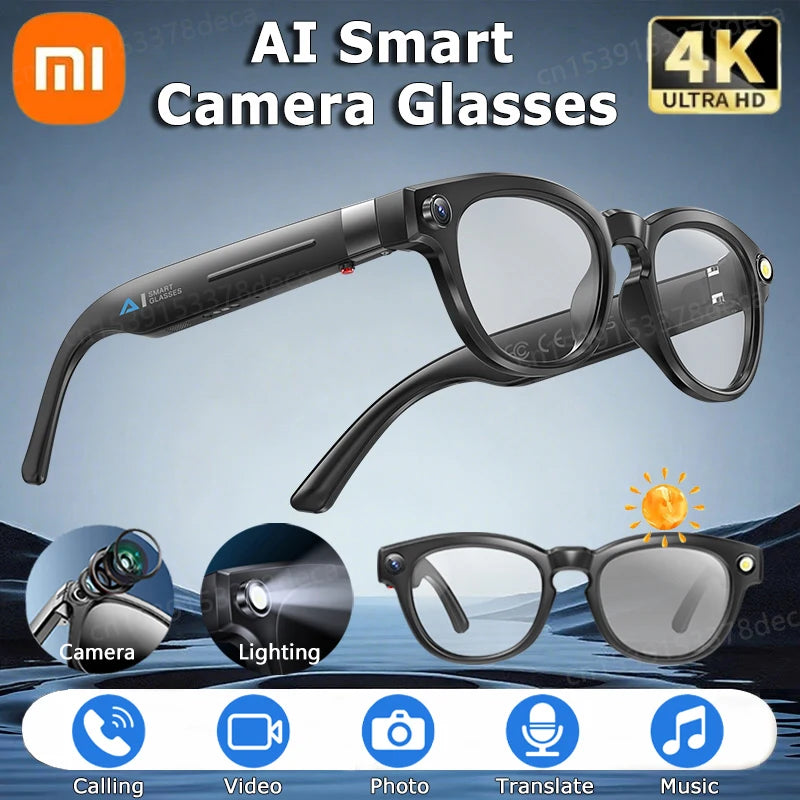 Xiaomi 4K AI Smart Camera Glasses 800MP Bluetooth Smart Glasses Call P ...