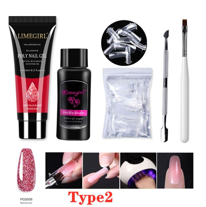 5Pcs nail crystal extension gel set tool including nail plates – 360 ...